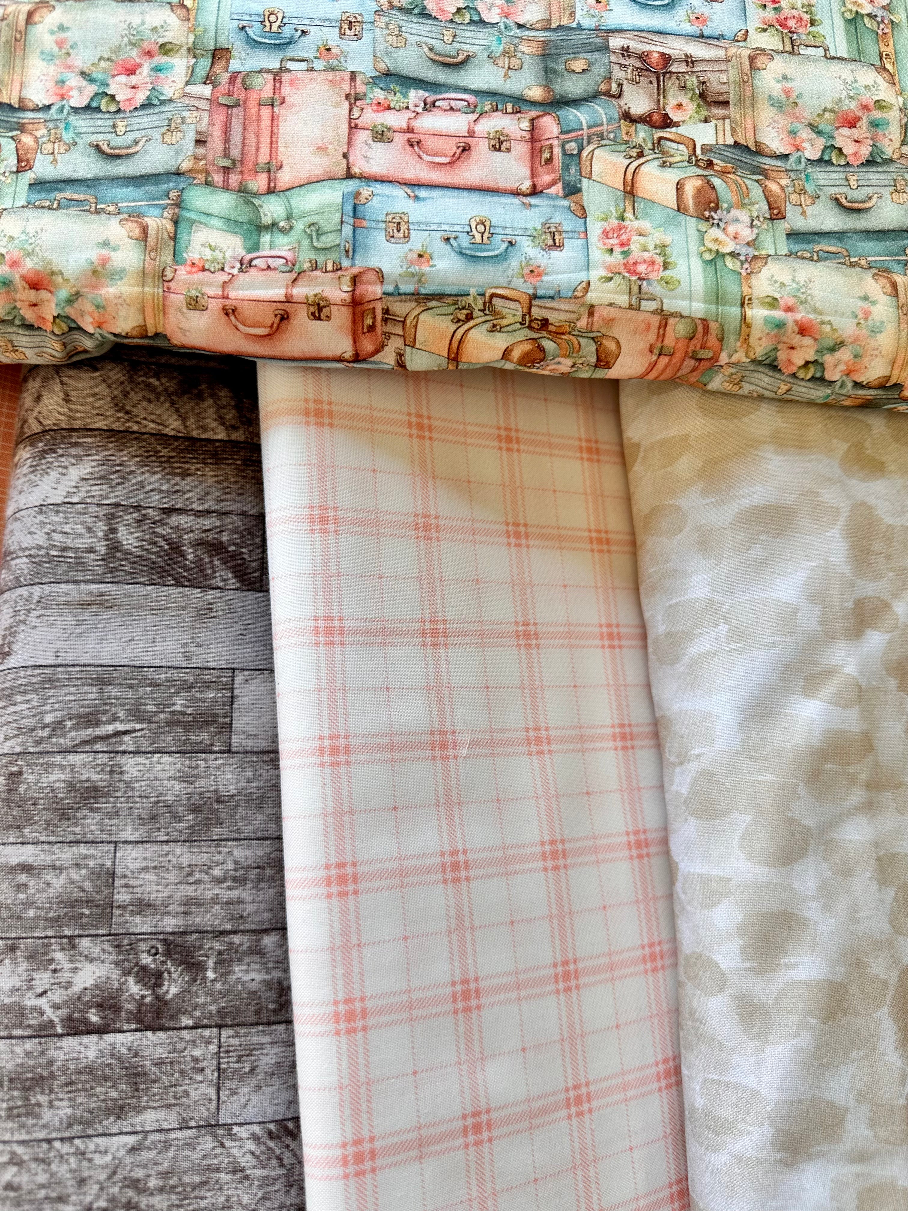 Slice of Pi Suitcases quilt kit with pattern and top and binding throw ...