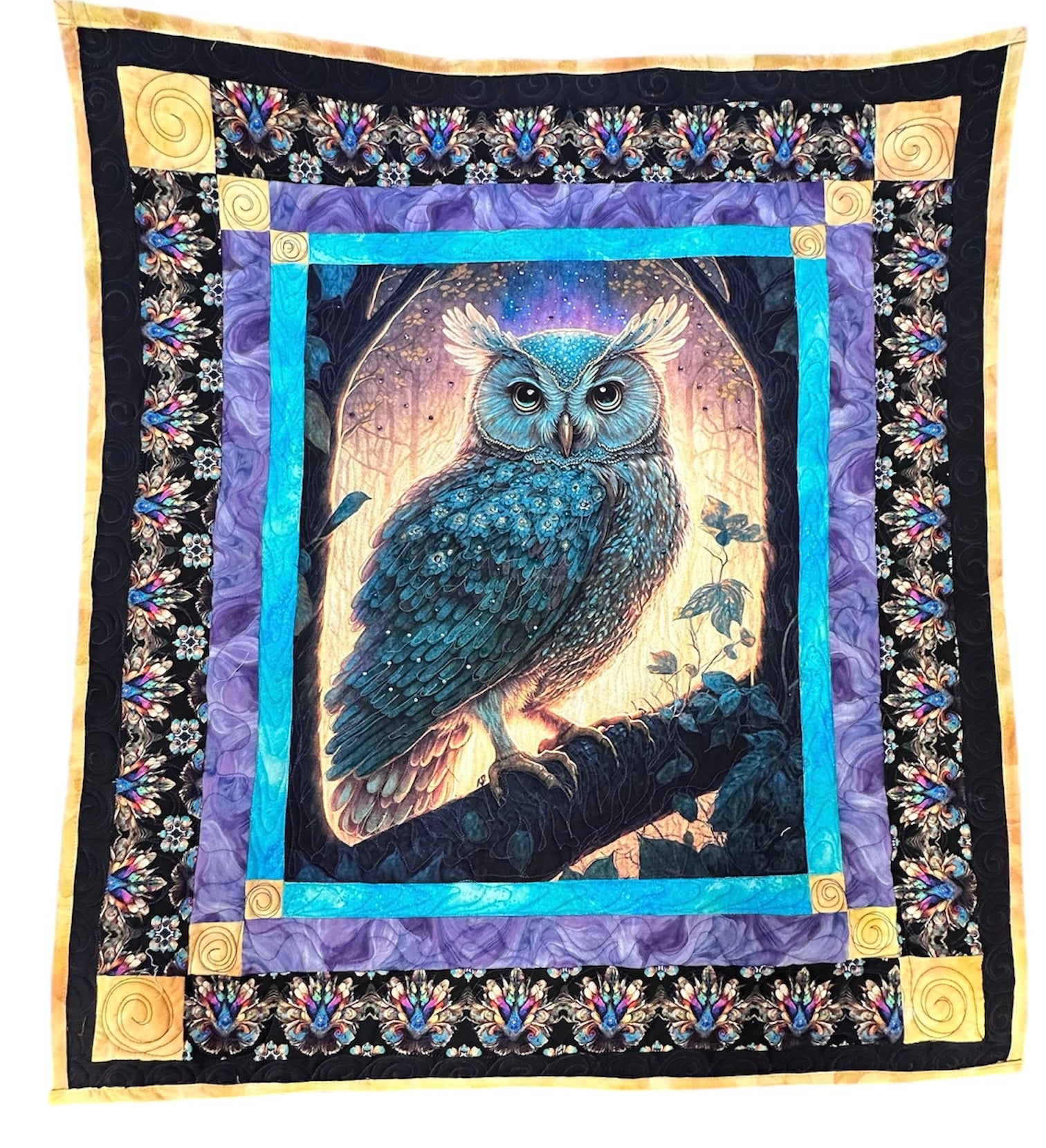 Hoot Owl # 2 Art quilt pre cut kit complete kit pattern top back bindi ...