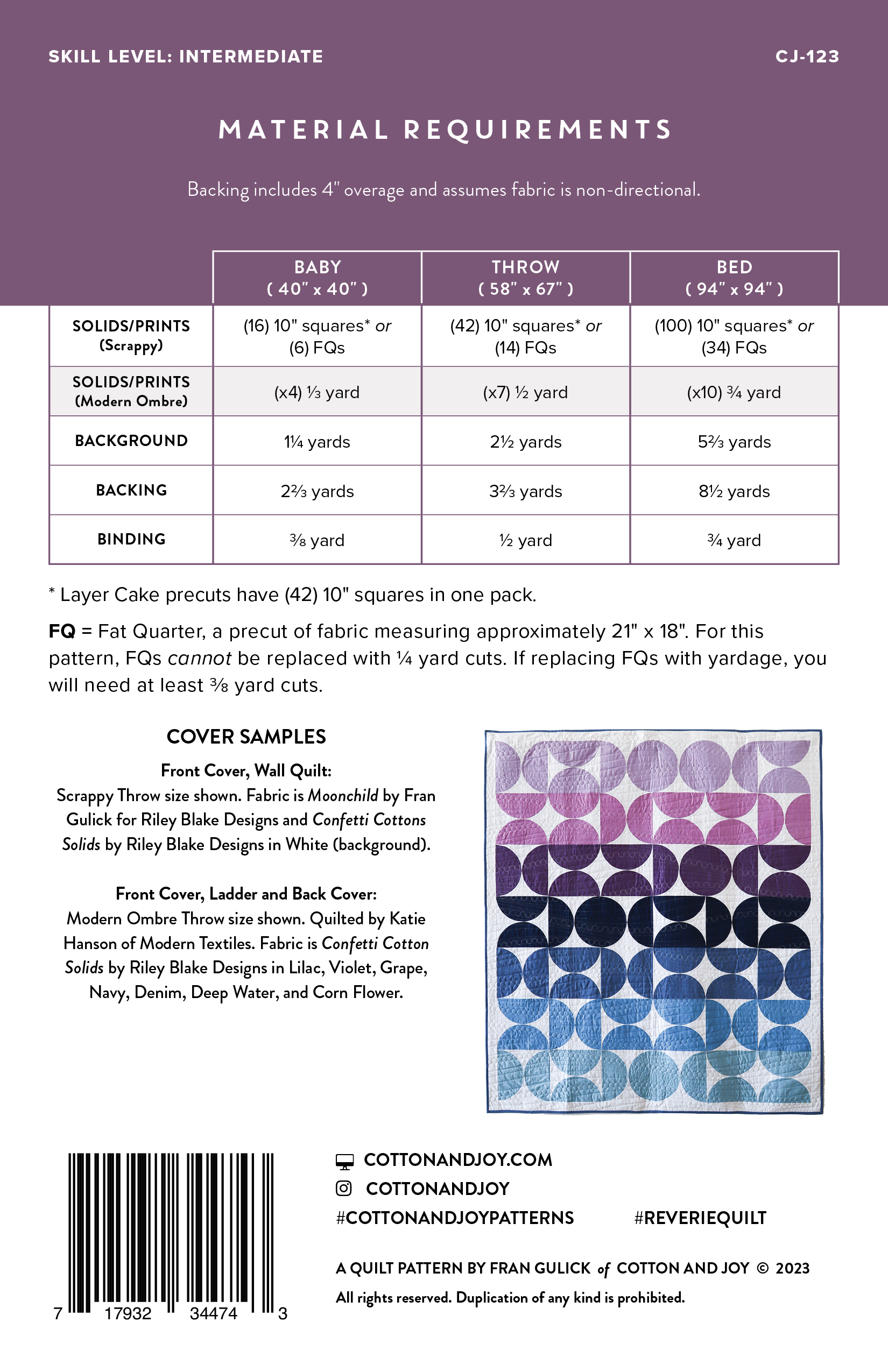 Reverie Quilt Pattern multiple sizes baby throw queen intermediate lev ...